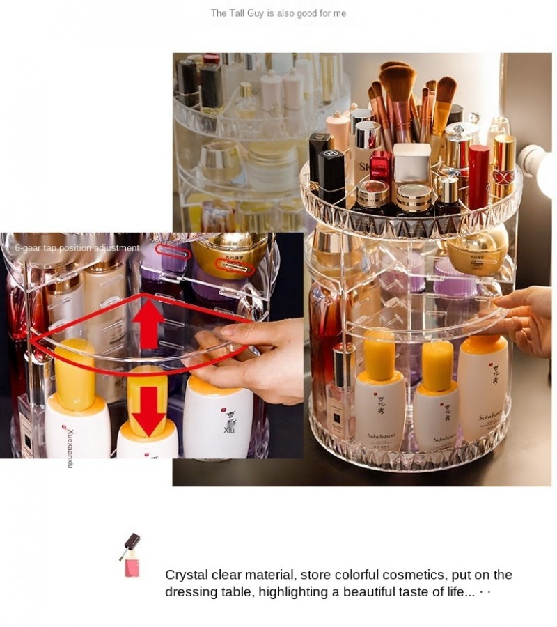 360 Degree Rotating Cosmetic Makeup Storage Organizer Skin Care ...