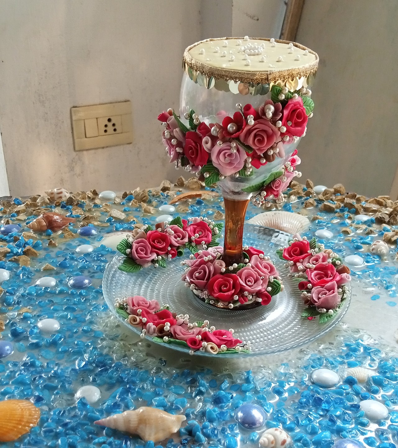 Decorative Doodh Pilai glass with cover - Sale price - Buy online in ...