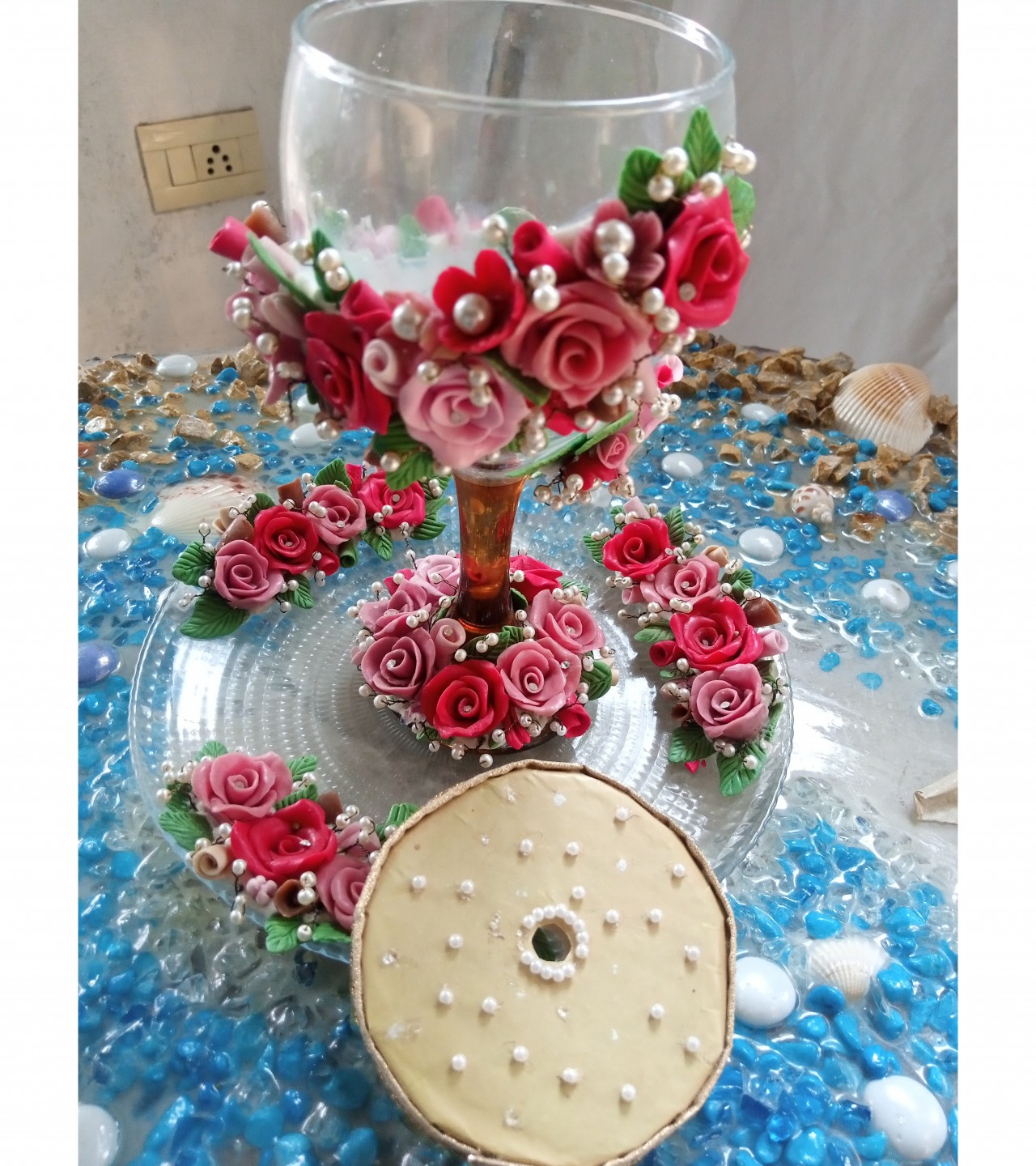 Decorative Doodh Pilai glass with cover - Sale price - Buy online in ...