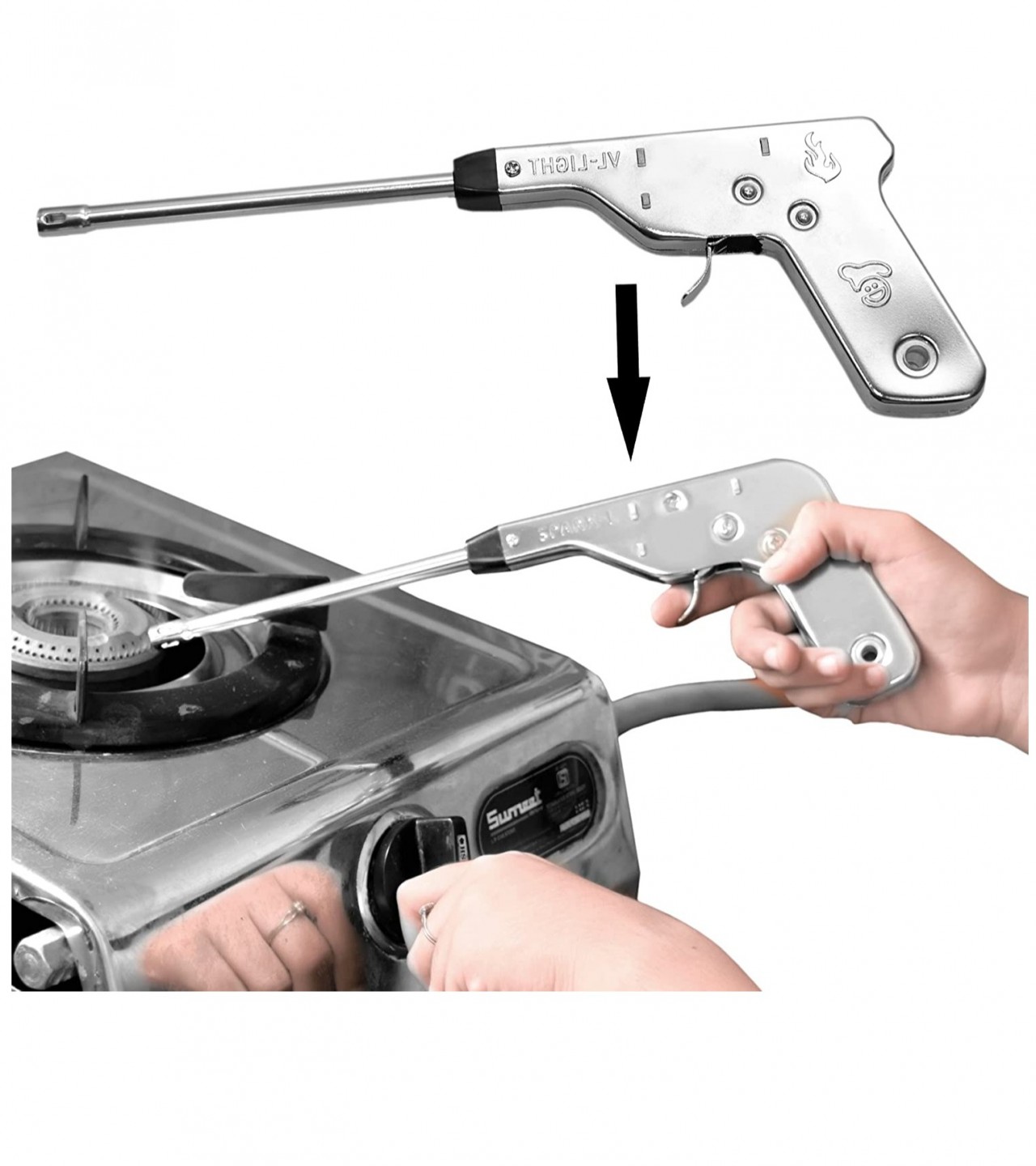 Lighter for Gas Stove - Durable new - Kitchen Stove Lighter - Silver ...