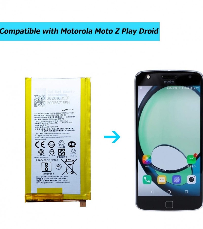 Motorola Moto Z Play Droid XT-11635 Battery Replacement GL40 Battery ...