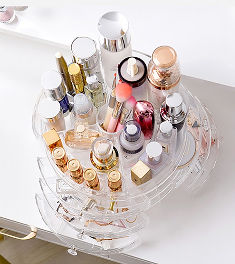 360 Degree Rotating Cosmetic Makeup Skin Care Storage Organizer Diamond ...