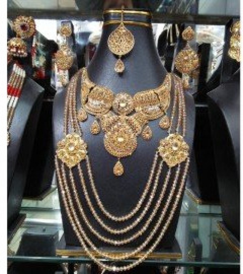 Reviews of Golden Mala, Necklace Earrings, & Bindiya Jewelry Set For ...