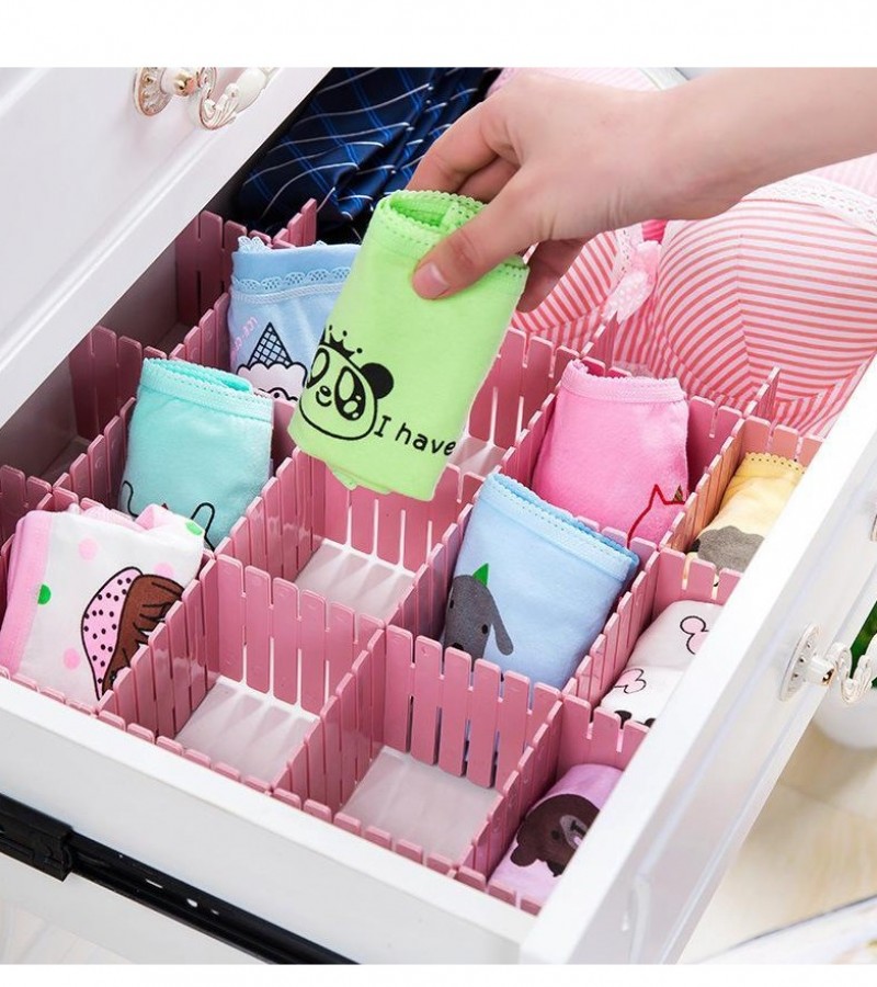 Pack of 1(4Pcs) Adjustable Plastic Drawer Divider Organizer Stretchable ...