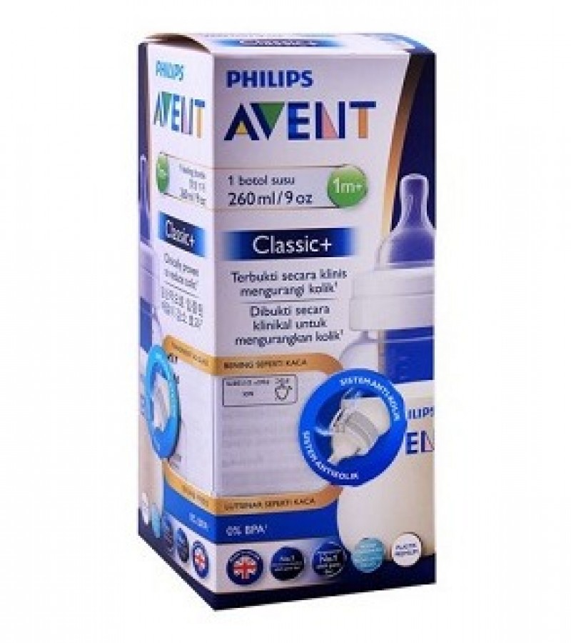 Philip Avent Classic+ Feeding Bottle, 1Month+, 260ml/9oz, SCF-454/17 ...