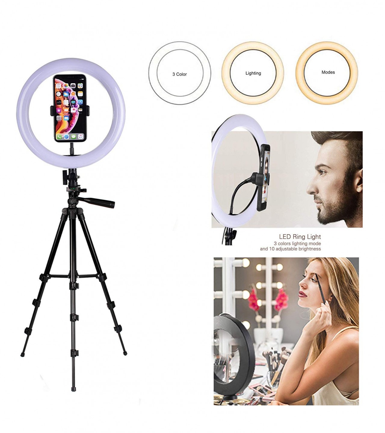 Selfie Ring Light, 26cm 360 degree rotation, 3 colors - Sale price ...