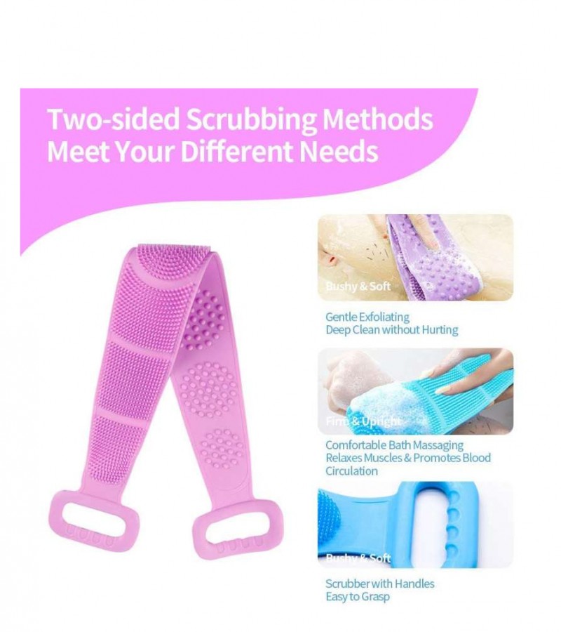 Silicone Body Scrubber Bath Towel Belt 2 Sided Exfoliating Shower Wash