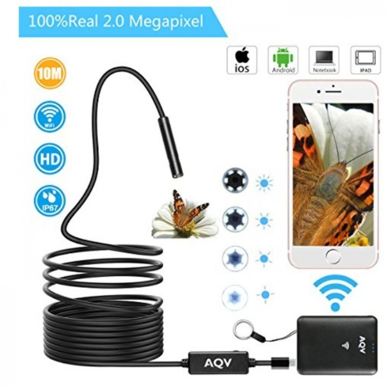 Reviews of WiFi Endoscope, AQV Wireless Borescope Inspection Camera 2.0 ...