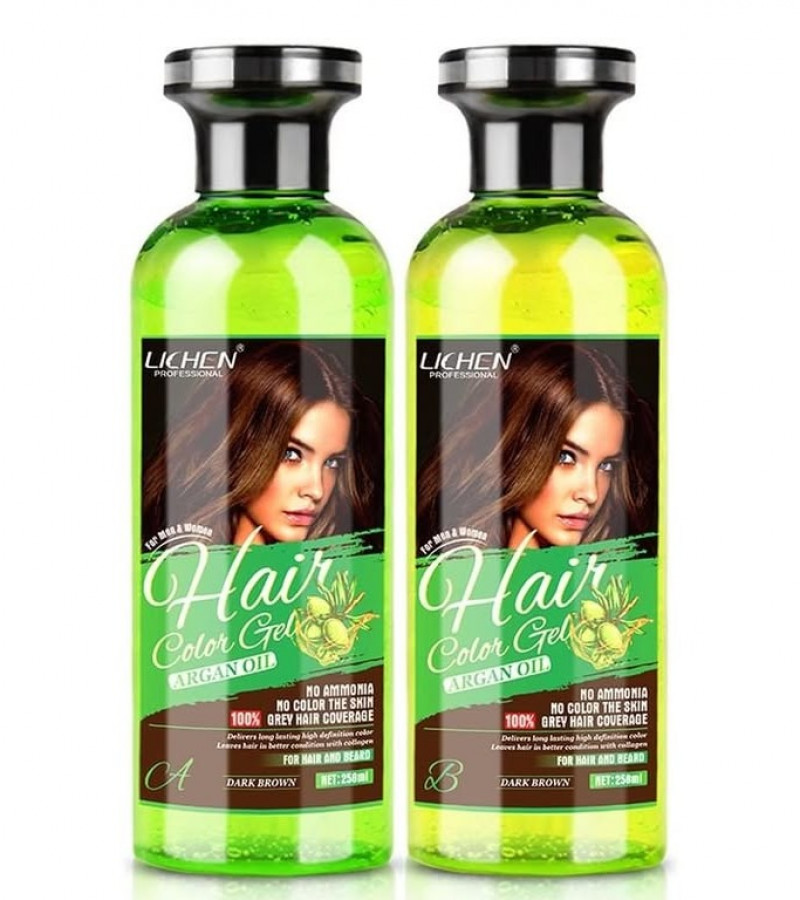 Lichen Hair Color Gel Dark Brown Argan Oil 258 ml x 2 = 516 ml - Sale ...